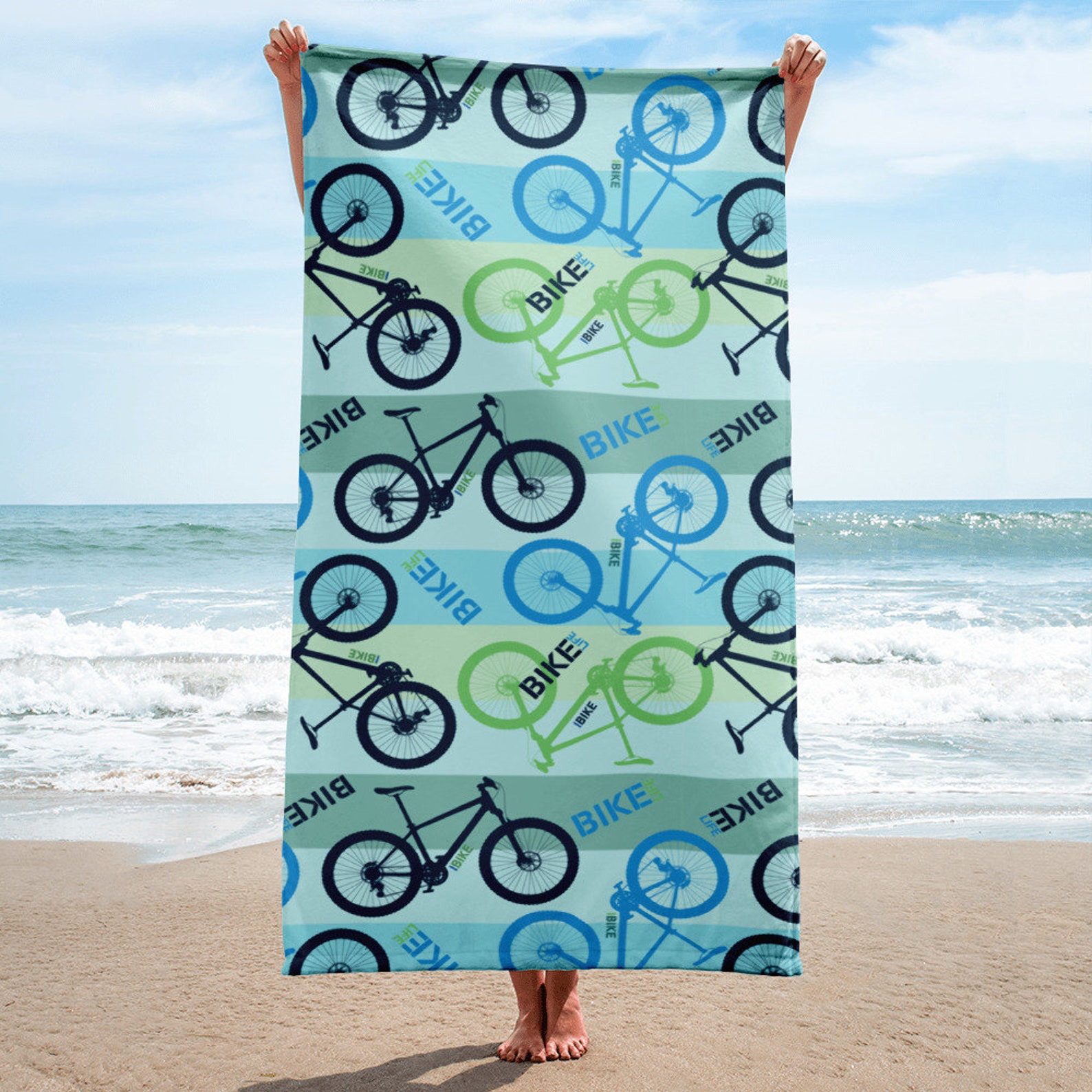Mountain Biking Towel, Beach or Pool Towel With Bike Design, Gift for ...
