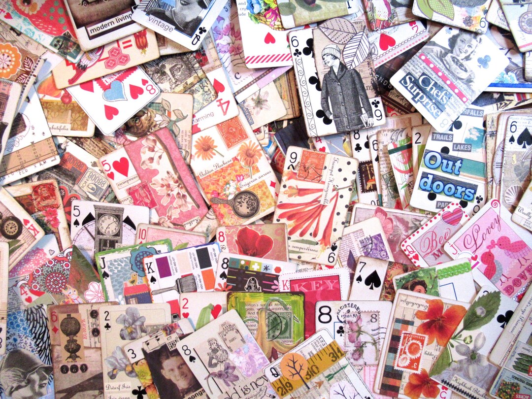 Random Lot Altered Playing Cards Collage Journal Ephemera ACEO - Etsy