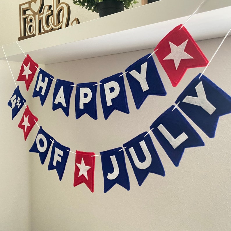 Happy 4th of July Banner Fourth of July Felt Banner - Etsy