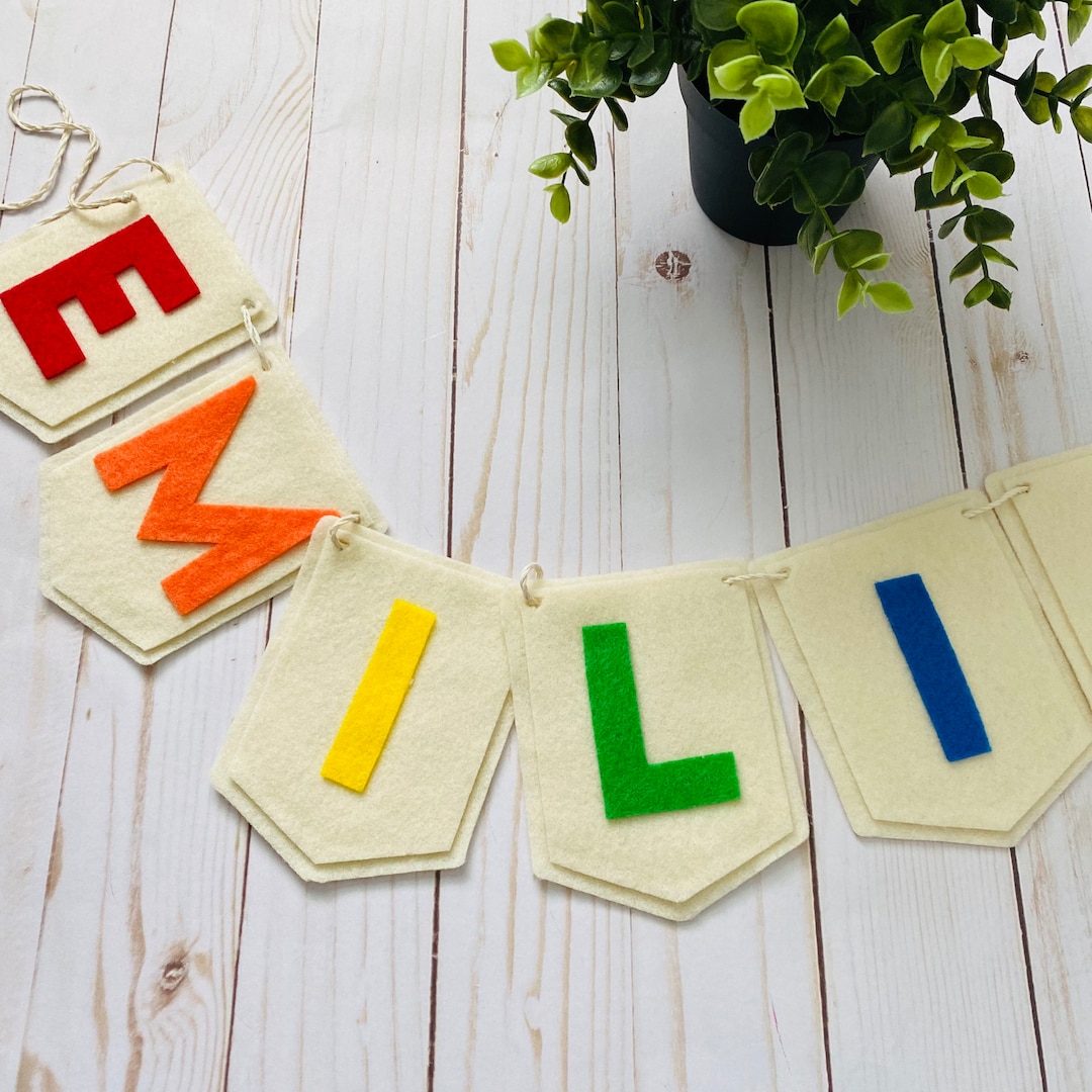 Custom Felt Name Banner, Personalized Banner for Baby Nursery, Felt ...