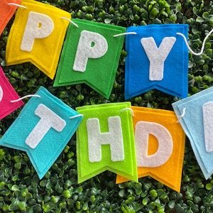 Happy Birthday Rainbow Banner, Rainbow Birthday Felt Banner, Party ...