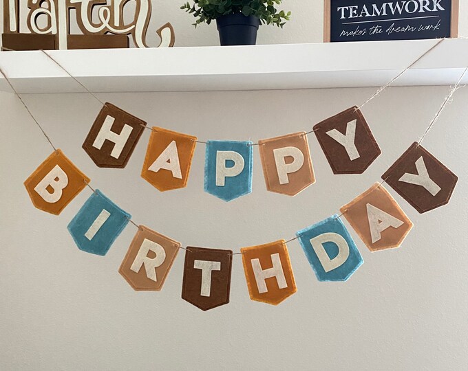 Boho Felt Happy Birthday Banner, Birthday Felt Banner, Boho Happy ...