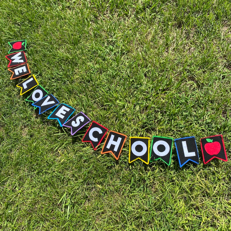 Back to School Felt Banner, First Day of School, School at Home or ...