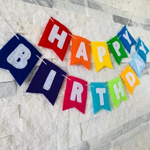 Happy Birthday Rainbow Banner, Rainbow Birthday Felt Banner, Party ...