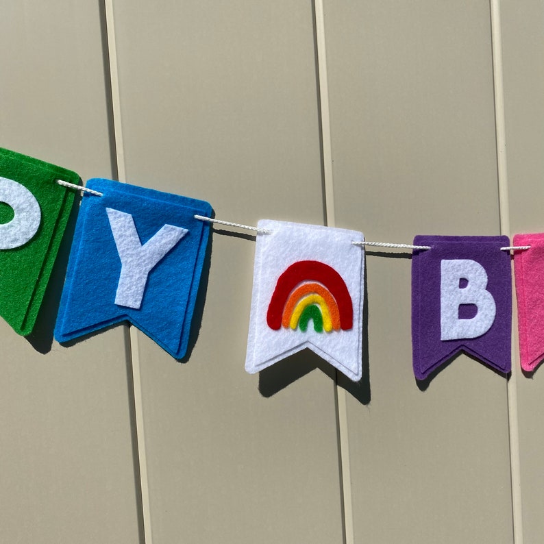 Happy Birthday Rainbow Banner Rainbow Birthday Felt Banner - Etsy
