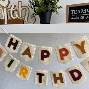 Boho Felt Happy Birthday Banner, Birthday Felt Banner, Boho Happy ...