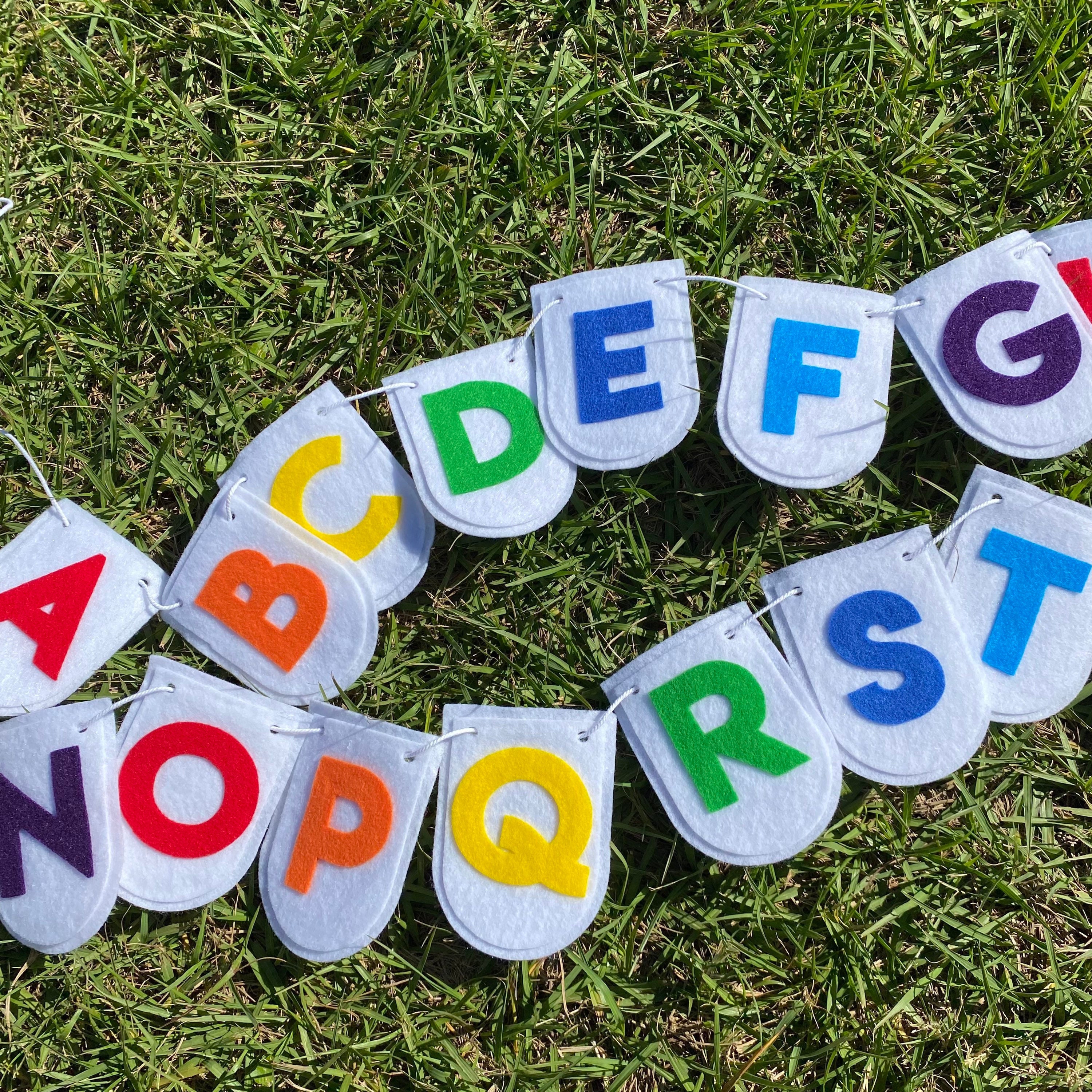 Alphabet Felt Banner, ABC Wall Decor, Nursery Alphabet Garland ...