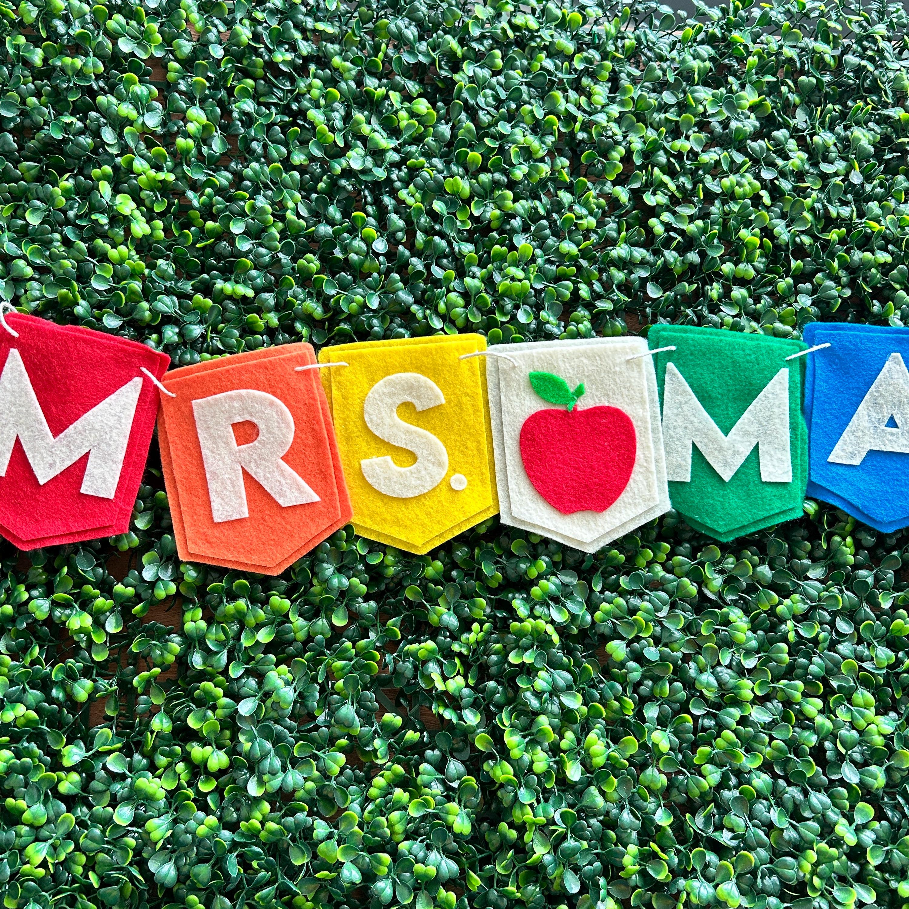 Personalized Teacher Felt Banner, Custom Name Felt Banner, Classroom ...