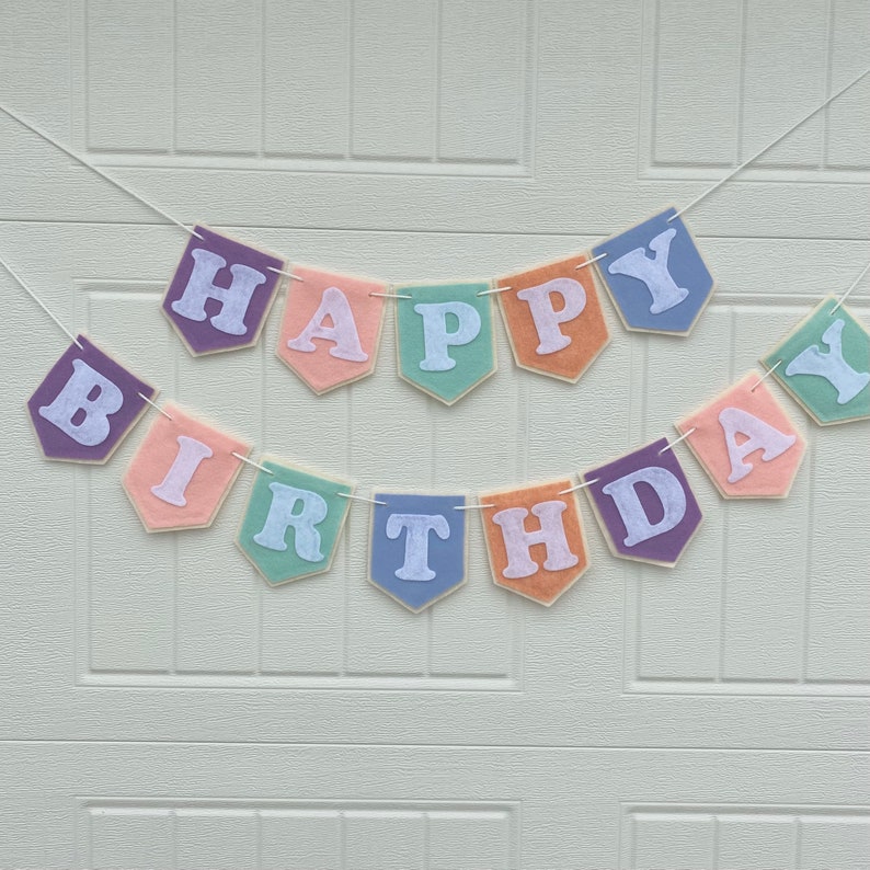 Happy Birthday Banner Birthday Felt Banner Pastel Colors | Etsy