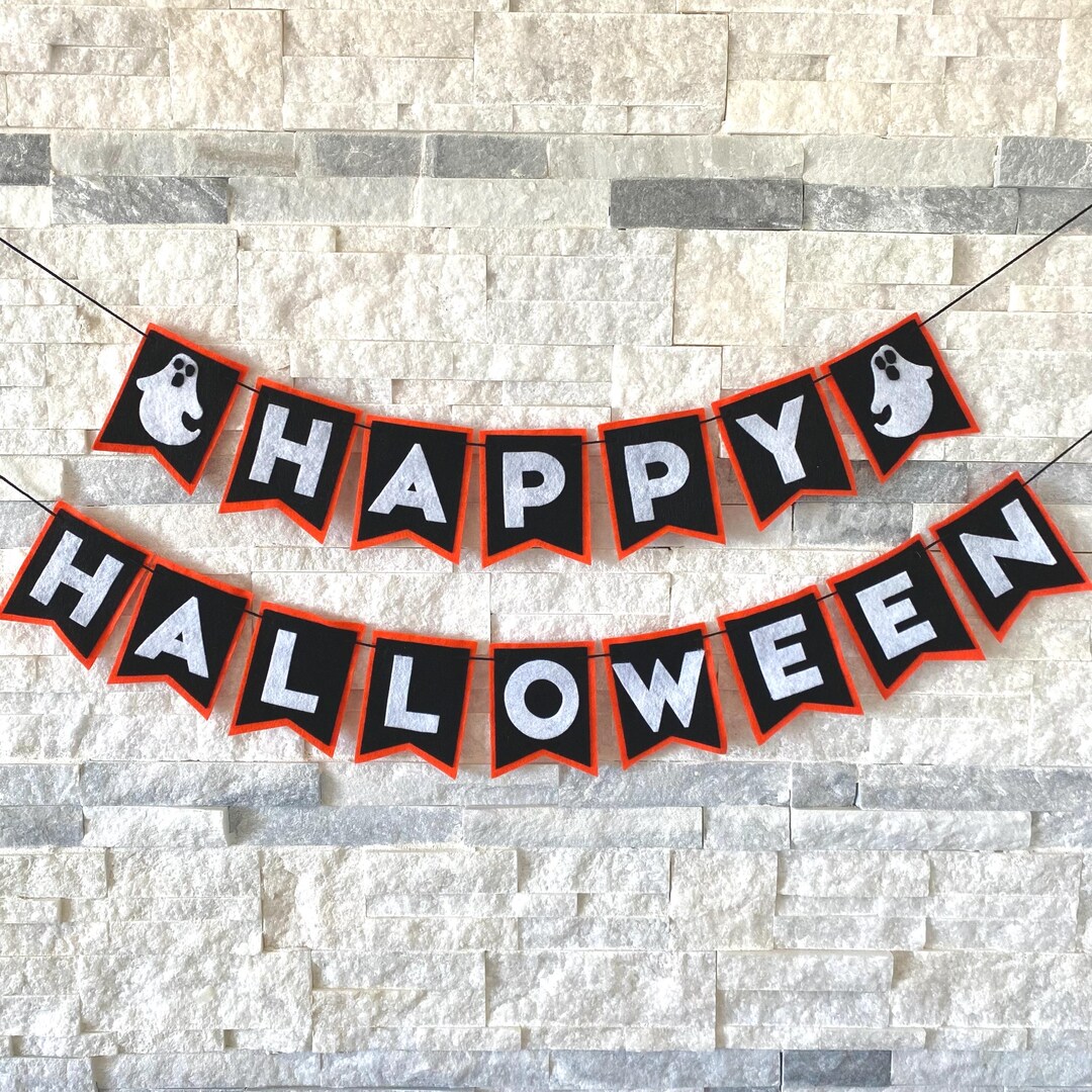 Happy Halloween Felt Banner, Halloween Party Decor, Halloween ...