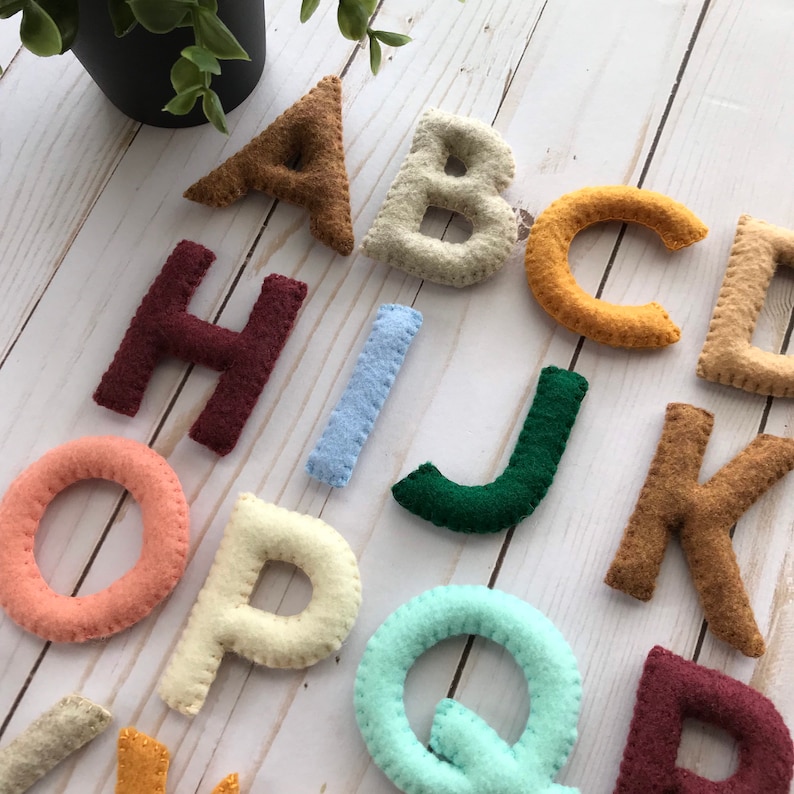 Felt Letters Boho Felt Alphabet Preschool Alphabet Learning - Etsy