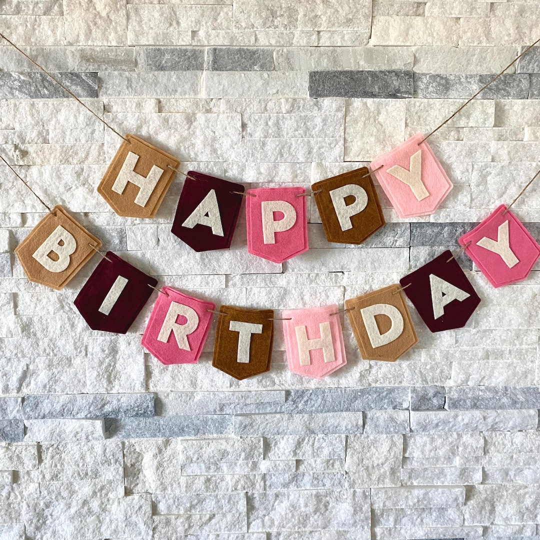 Boho Girls Birthday Felt Banner, Birthday Felt Banner, Boho First ...