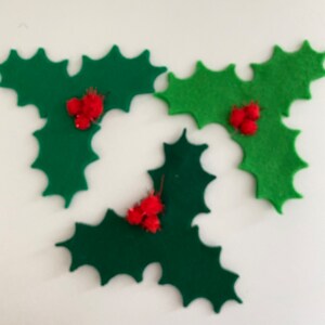 Felt Holly Leaves, Felt Holly Die Cuts, DIY Christmas, Christmas Decor ...