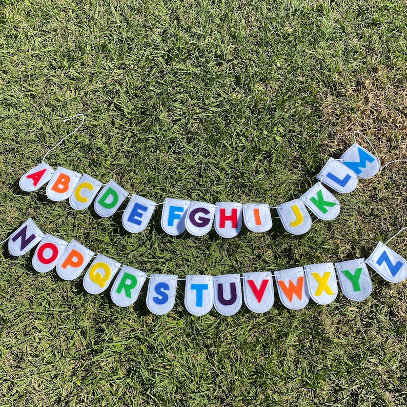 Alphabet Felt Banner, ABC Wall Decor, Nursery Alphabet Garland ...
