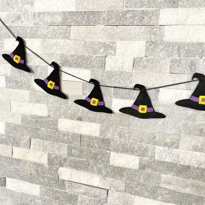 Halloween Felt Witch Hat Garland, Witch Hat Garland, Halloween Party ...