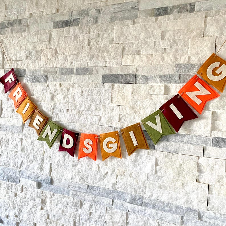 Happy Friendsgiving Felt Banner, Thanksgiving Decoration, Friendsgiving ...