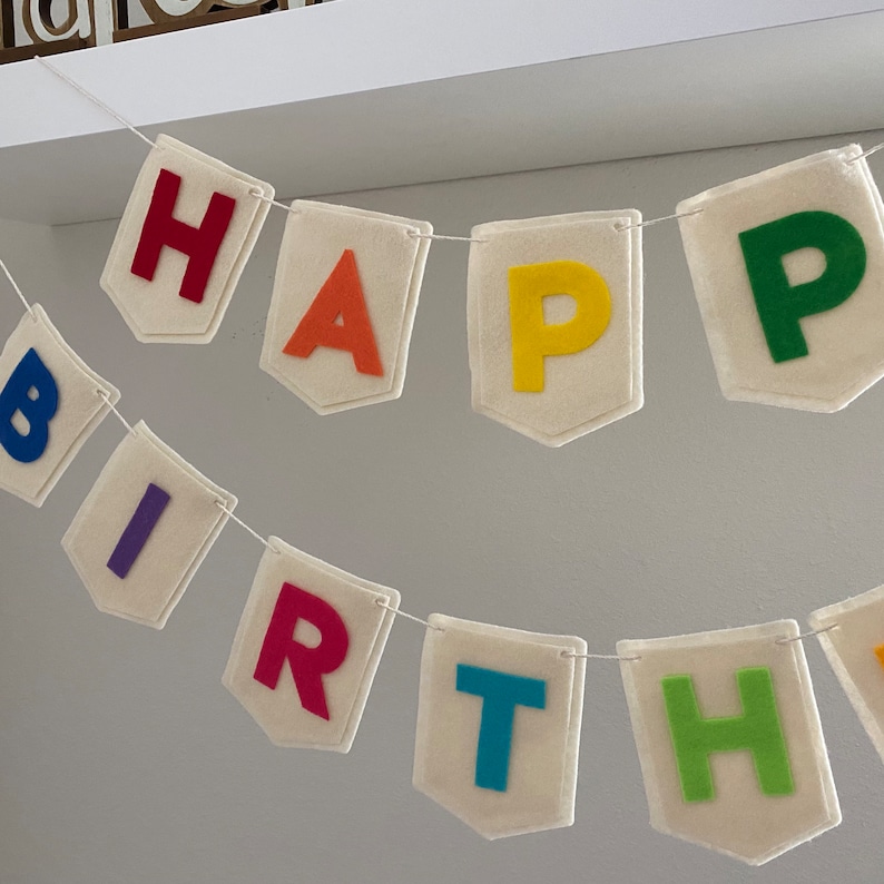 Happy Birthday Rainbow Banner Rainbow Birthday Felt Banner - Etsy