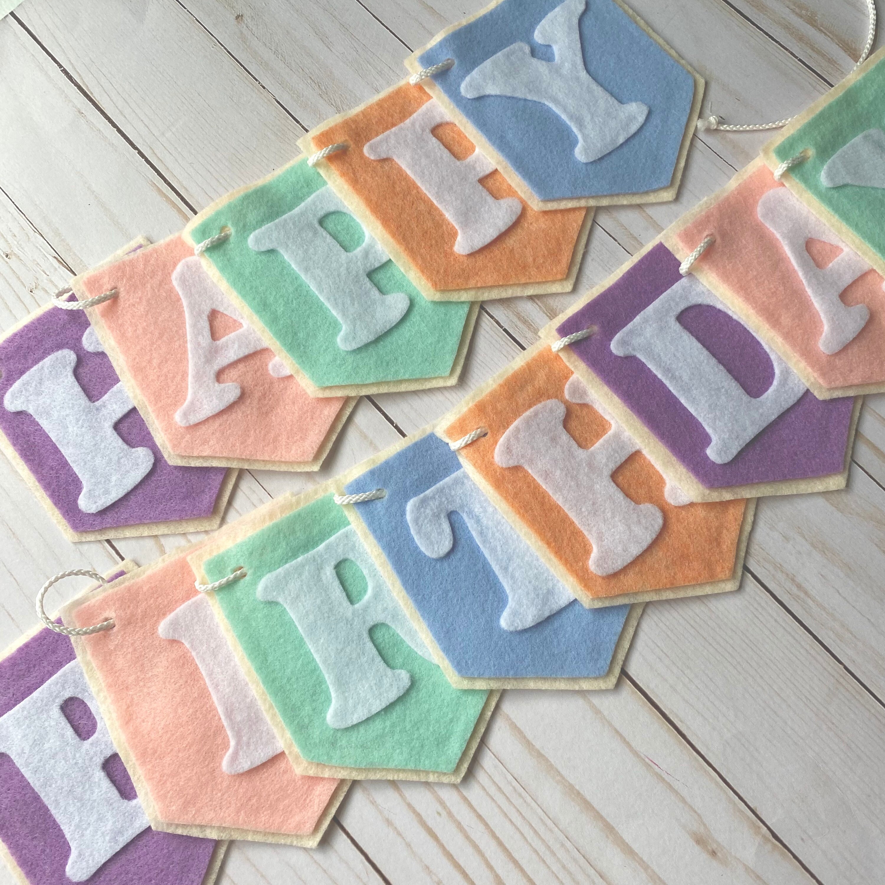 Happy Birthday Banner Birthday Felt Banner Pastel Colors - Etsy