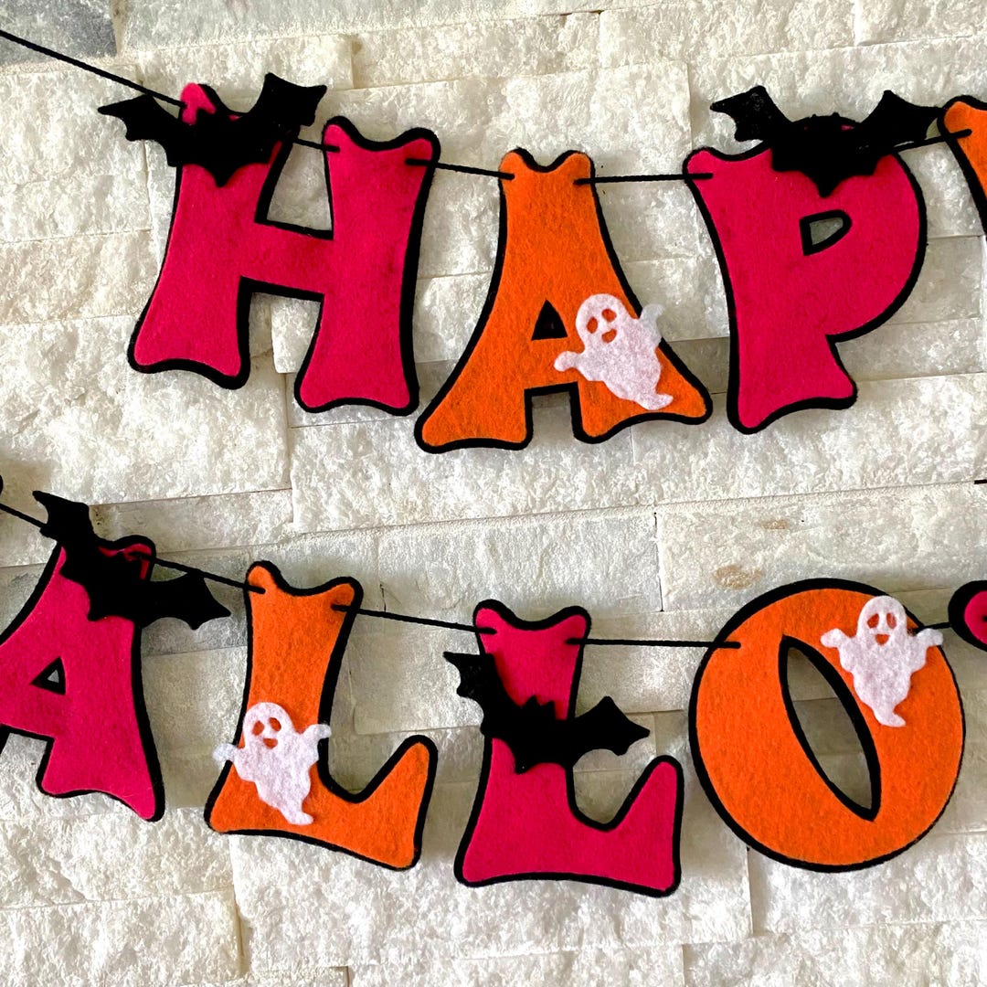 Happy Halloween Felt Banner, Halloween Party Decor, Halloween Ghost ...
