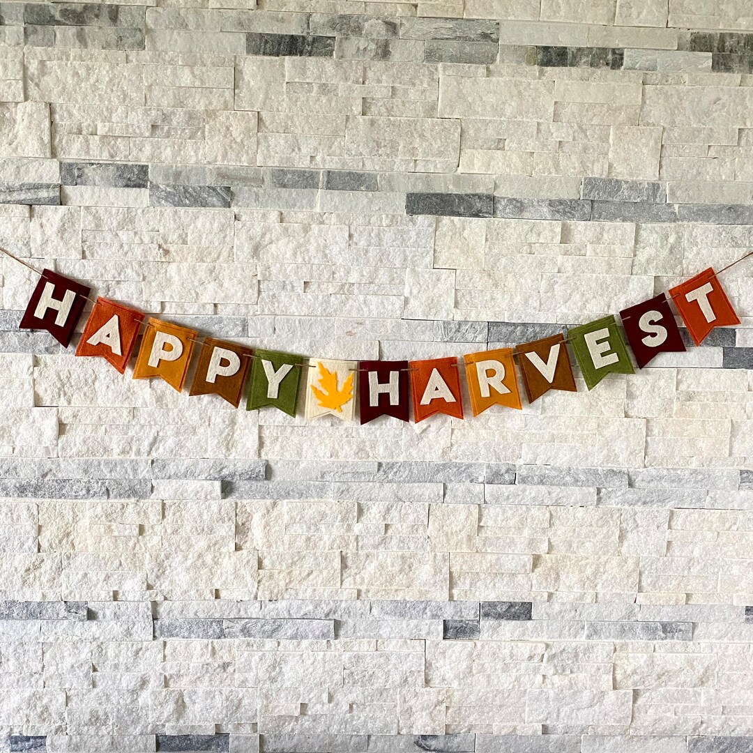 Happy Harvest Felt Banner, Harvest Banner, Fall Home Decor, Fall Mantel ...