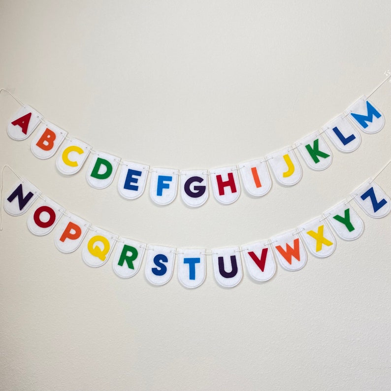Alphabet Felt Banner, ABC Wall Decor, Nursery Alphabet Garland ...