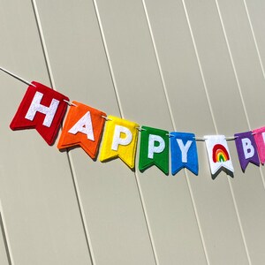 Happy Birthday Rainbow Banner Rainbow Birthday Felt Banner - Etsy