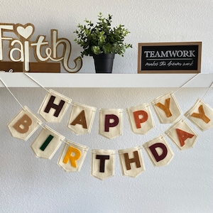 Boho Felt Happy Birthday Banner, Birthday Felt Banner, Boho Happy ...