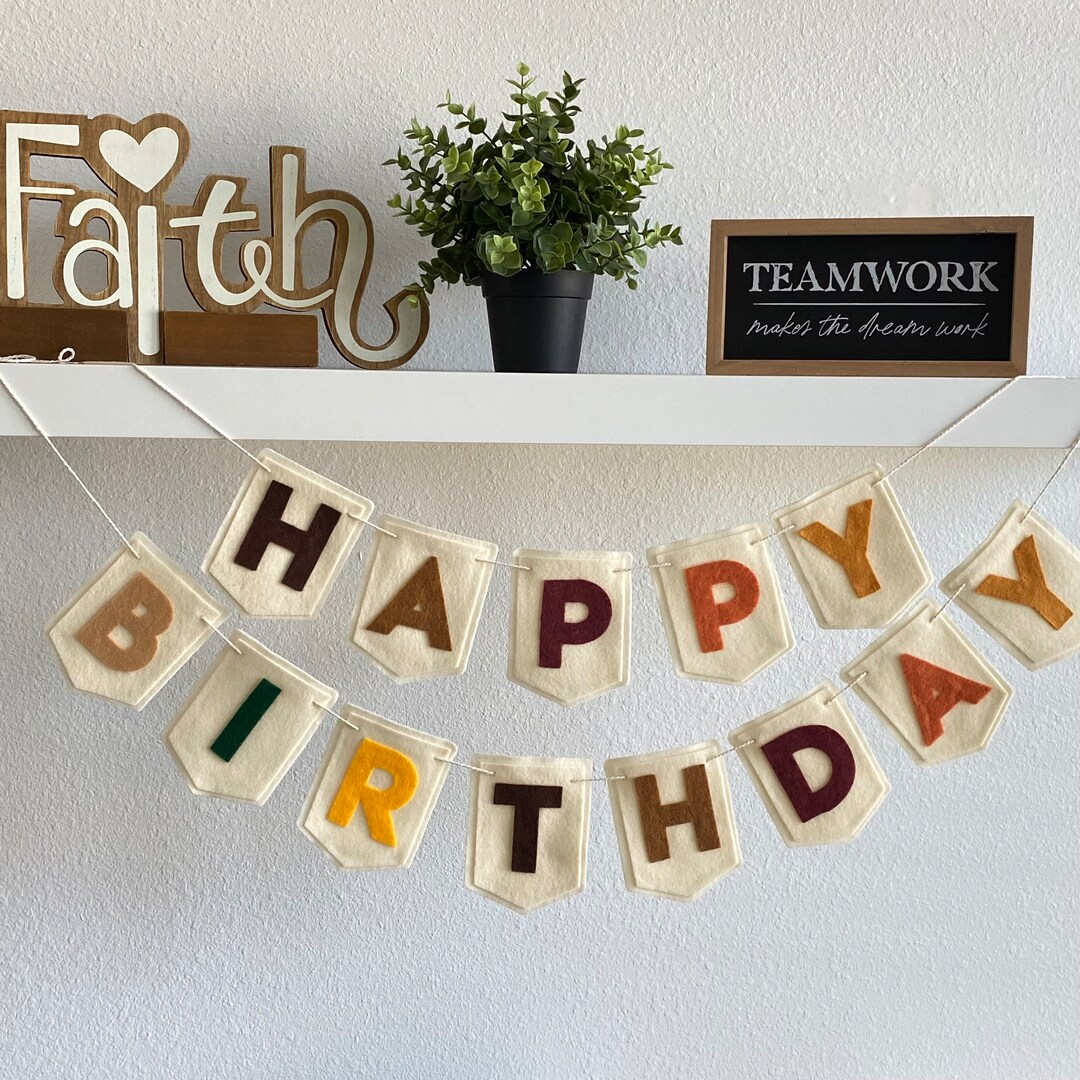 Boho Felt Happy Birthday Banner, Birthday Felt Banner, Boho Happy ...
