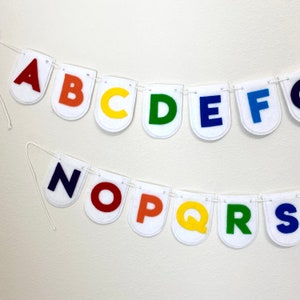 Alphabet Felt Banner, ABC Wall Decor, Nursery Alphabet Garland ...