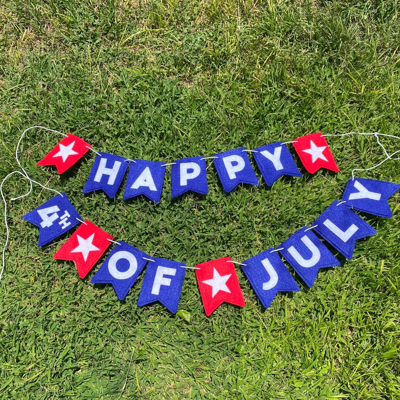 Happy 4th of July Banner Fourth of July Felt Banner - Etsy