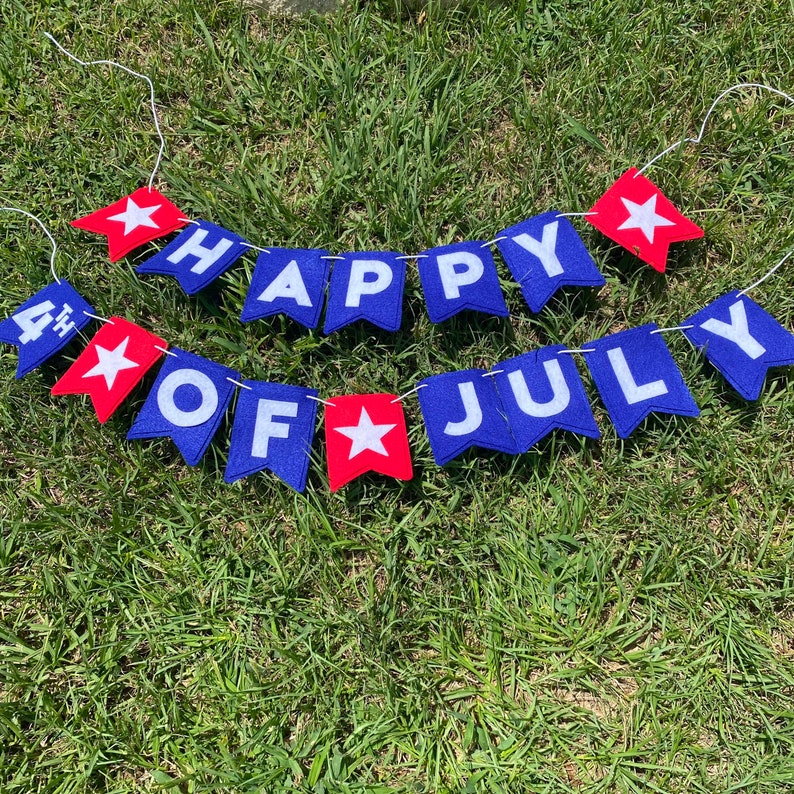 Happy 4th of July Banner Fourth of July Felt Banner - Etsy