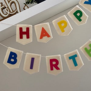 Happy Birthday Rainbow Banner, Rainbow Birthday Felt Banner, Party ...