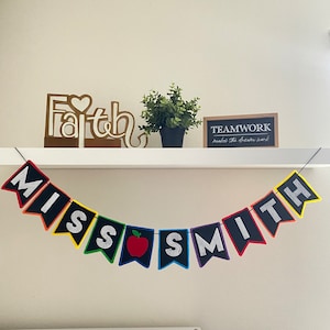 Personalized Teacher Felt Banner: Custom Classroom Decor - Etsy