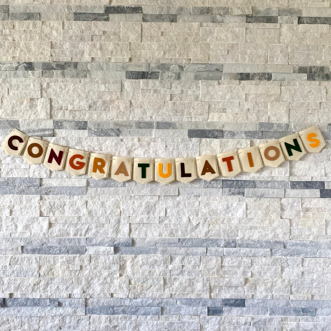 Congratulations Felt Banner, Congratulations Garland, Home Decor, Boho ...