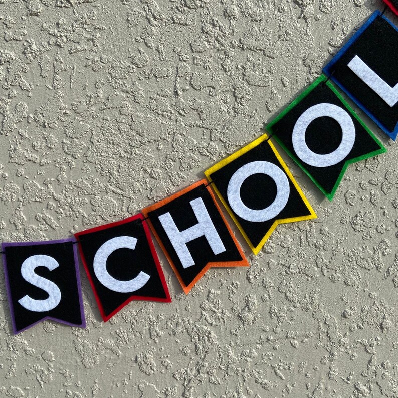 Back to School Felt Banner, First Day of School, School at Home or ...