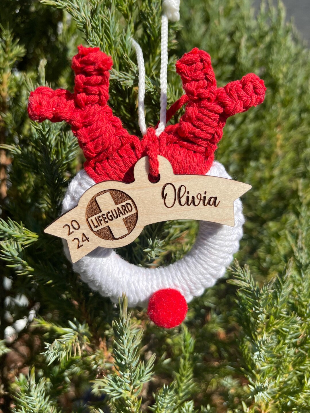 Personalized Lifeguard Christmas Tree Ornament Laser Engraved Crochet ...