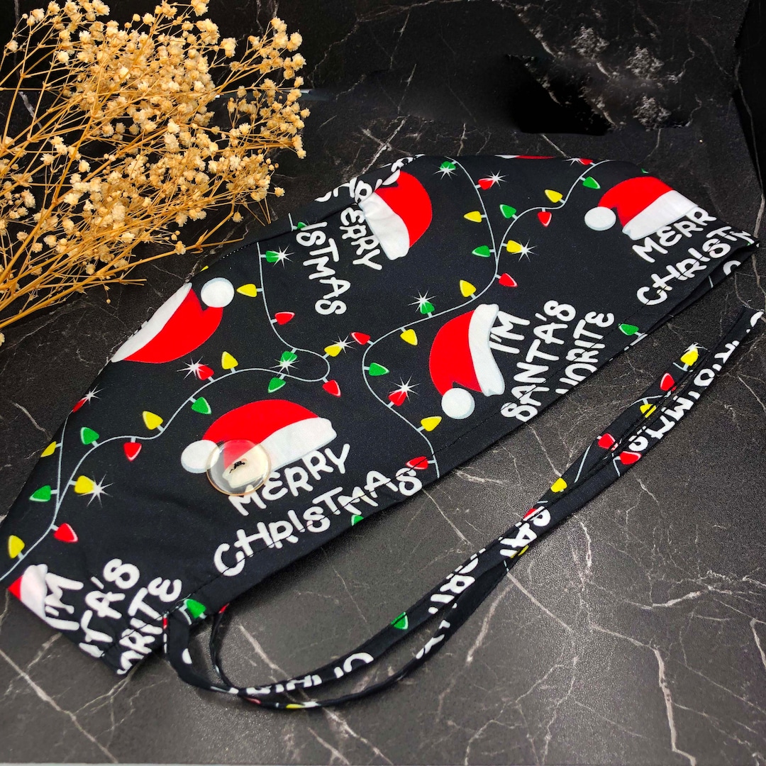 Santa Favorite Christmas Scrub Caps for Women, Xmas Surgical Cap Men ...