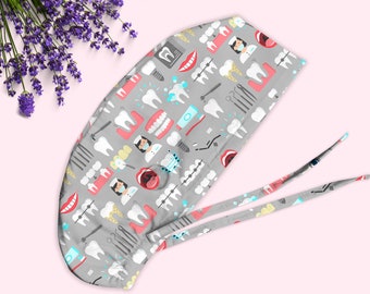 4 Fits Grey Dental Scrub Caps, Unisex Surgical Cap, Cotton Tooth Scrub ...