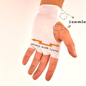 Cotton White Fingerless Mittens, Sweat Absorber Gloves for Latex ...