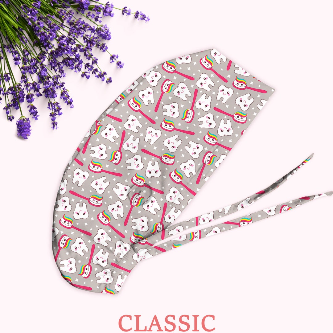 4 Fits Grey Dental Scrub Caps, Unisex Surgical Cap, Cotton Tooth Scrub ...