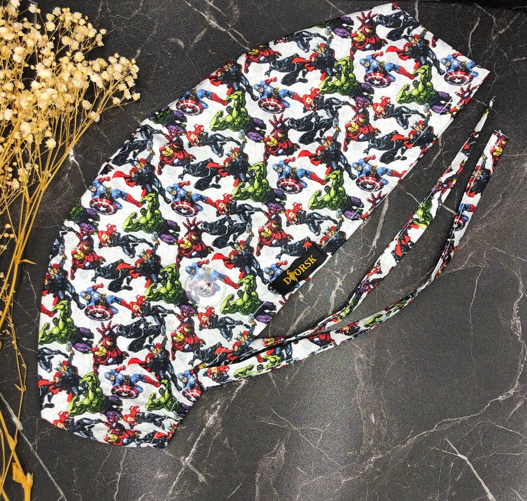 Gray Marvel Scrub Caps for Men, Cartoon Surgical Cap Women, Anime Scrub ...