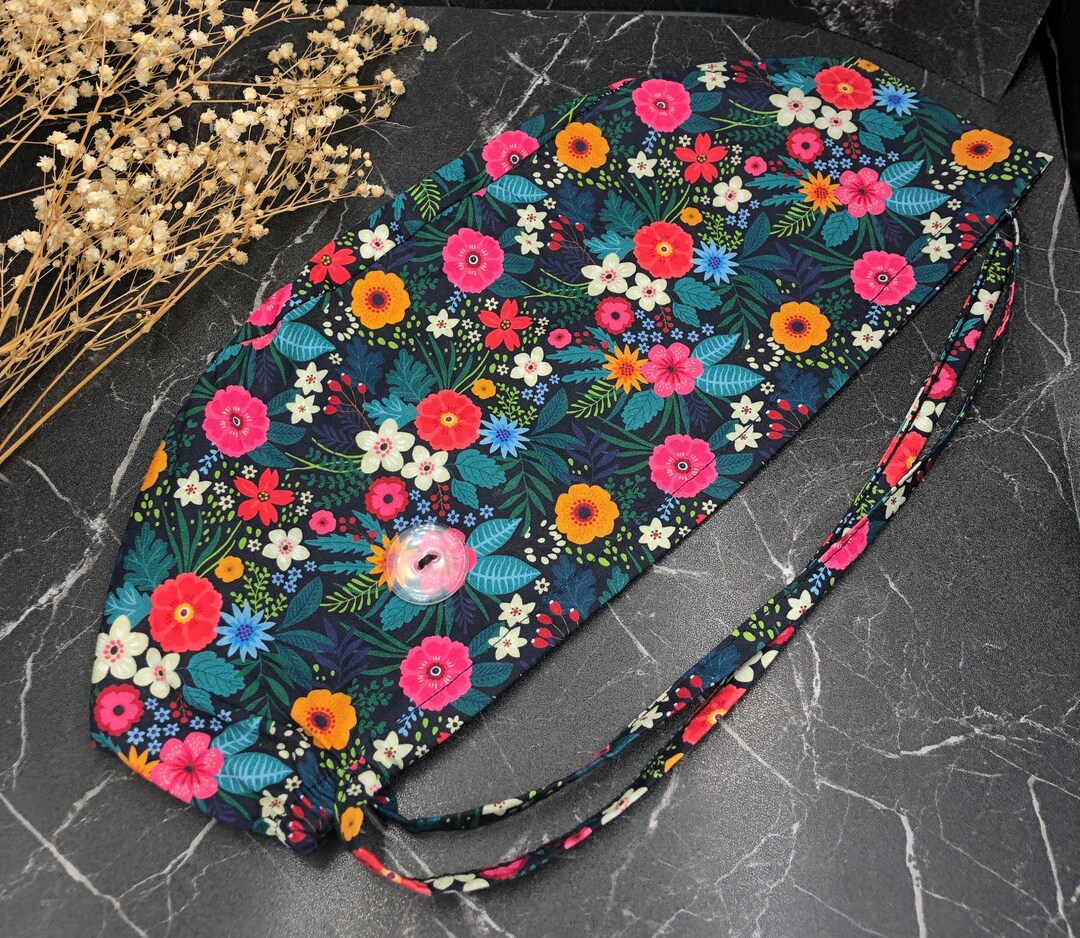 Colorful Cute Flowers Scrub Caps, Tiny Floral Surgical Men, Unisex ...