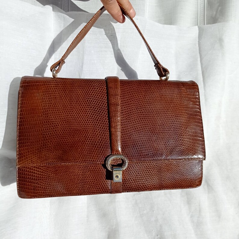 VINTAGE Brown REPTILE BAG - Etsy