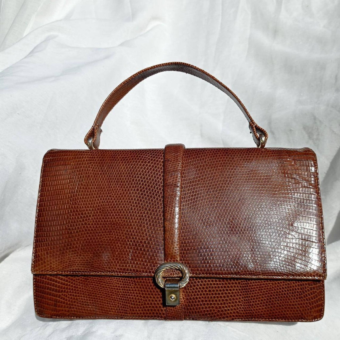 VINTAGE Brown REPTILE BAG - Etsy