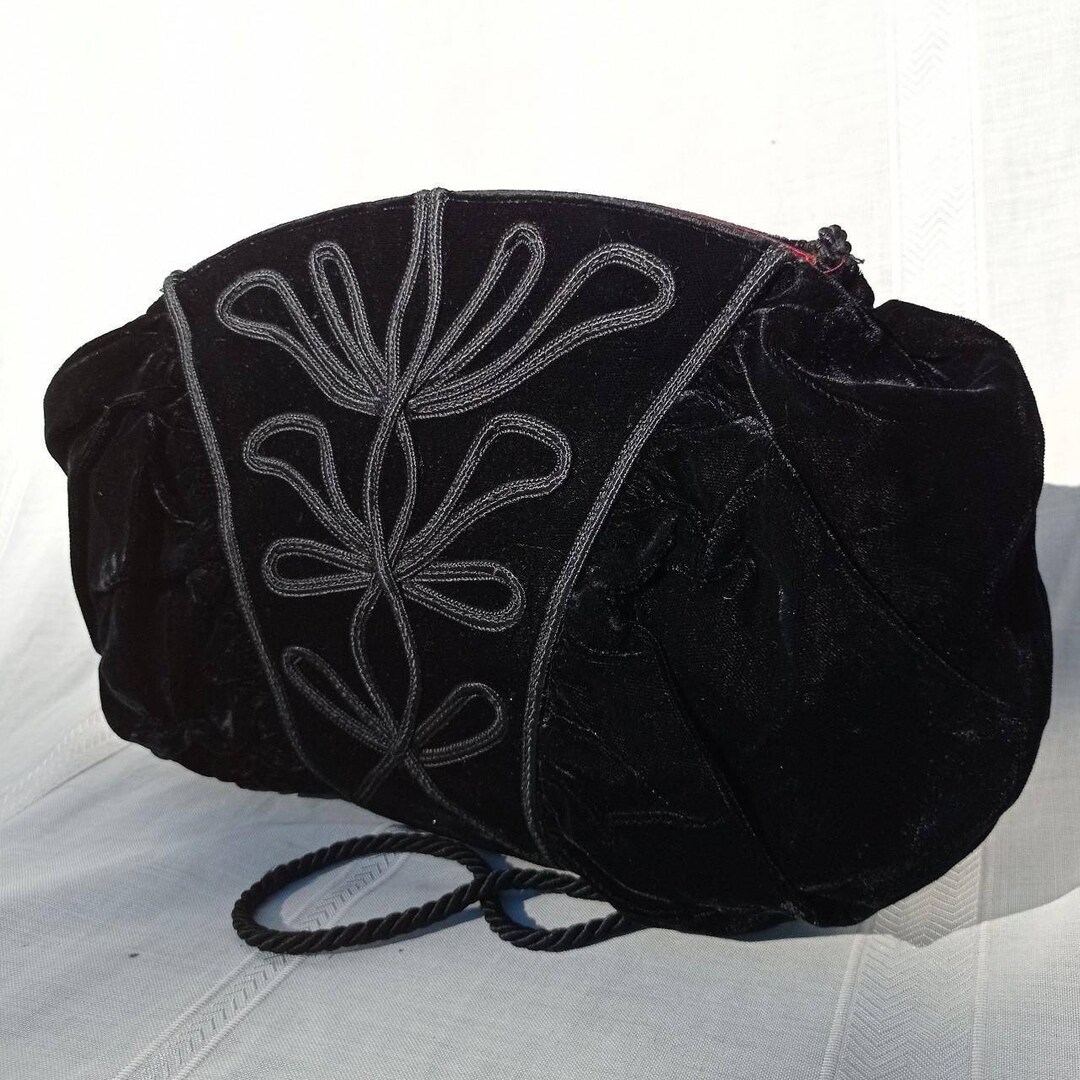 VINTAGE Black VELVET BAG - Etsy