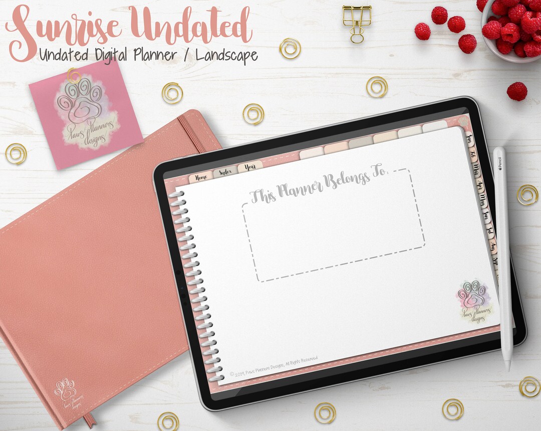 Sunday Paws Sunrise Landscape Digital Planner Undated - Etsy