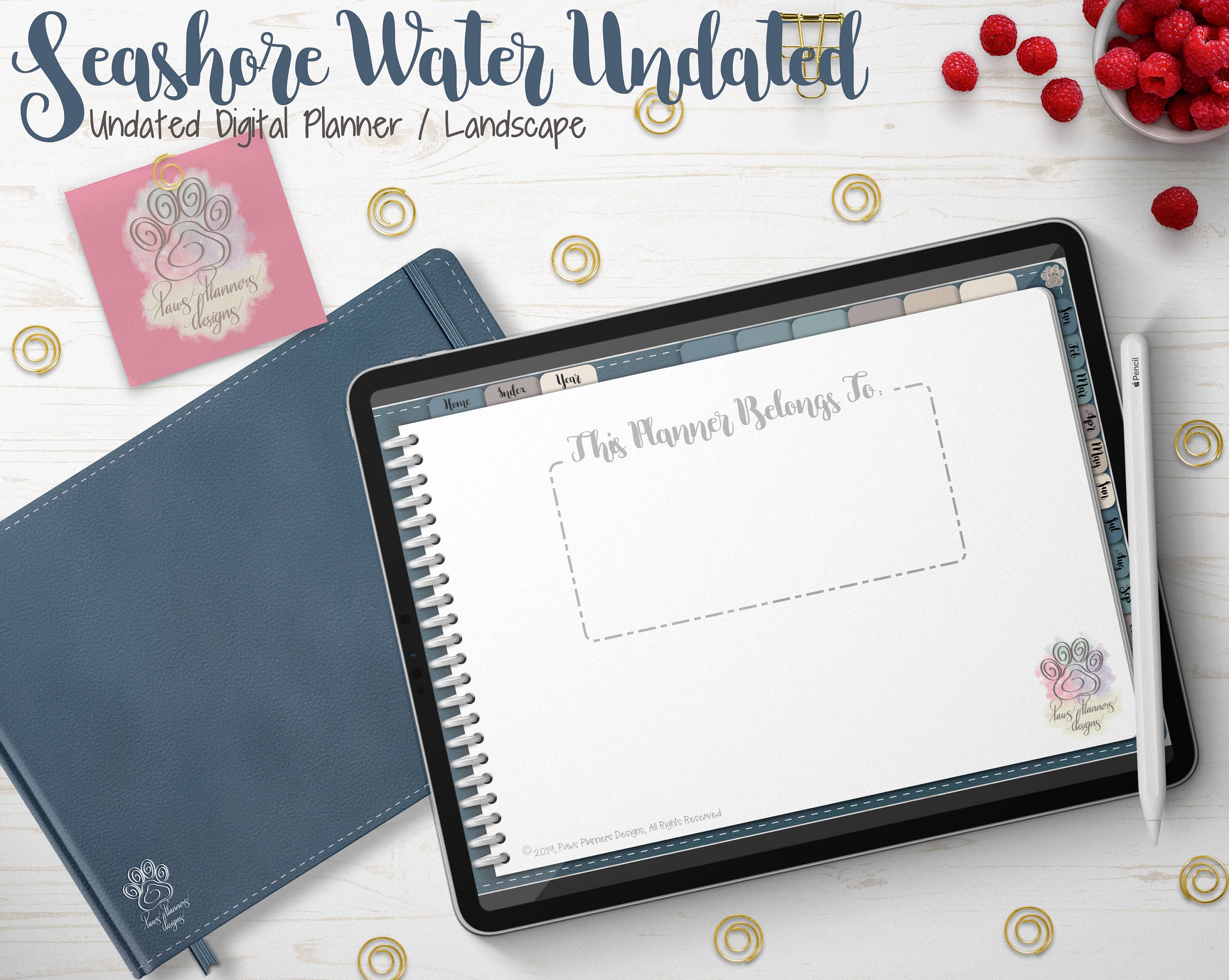 Monday Paws Seashore Water Landscape Digital Planner Non daté - Etsy France