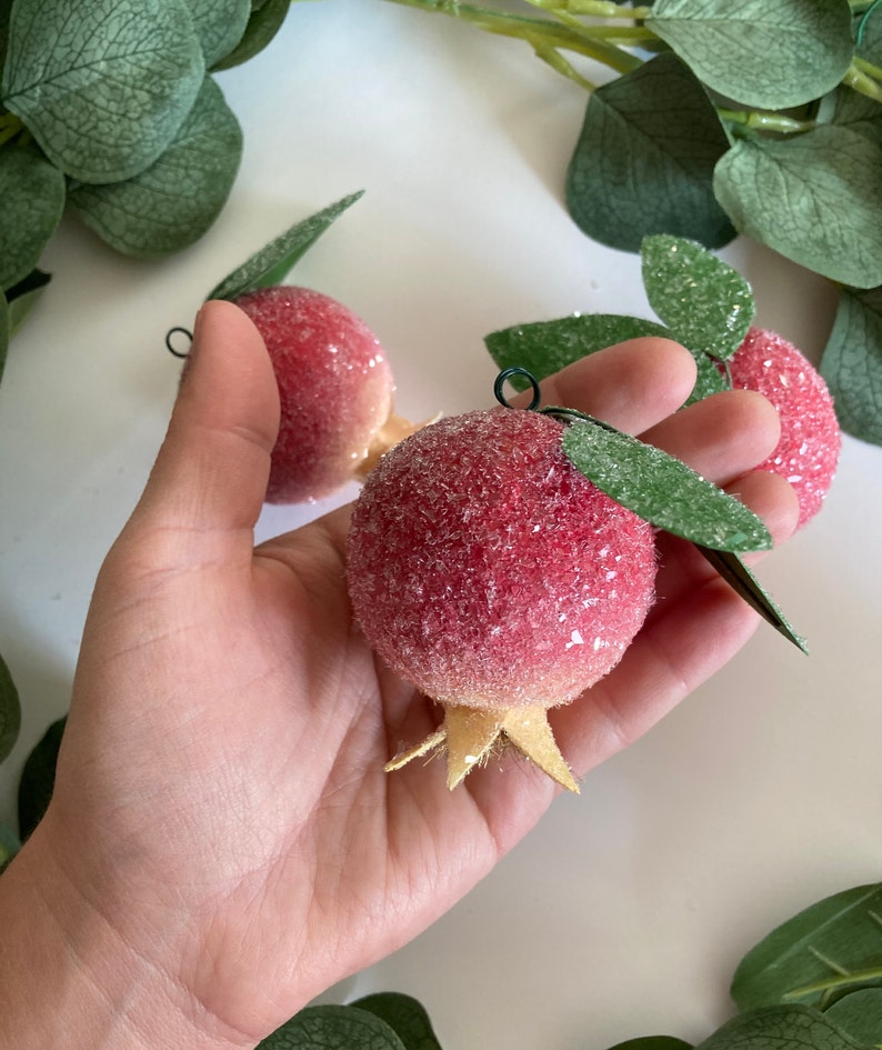Vintage Look Spun Cotton Pomegranate Fruit Ornament | Etsy