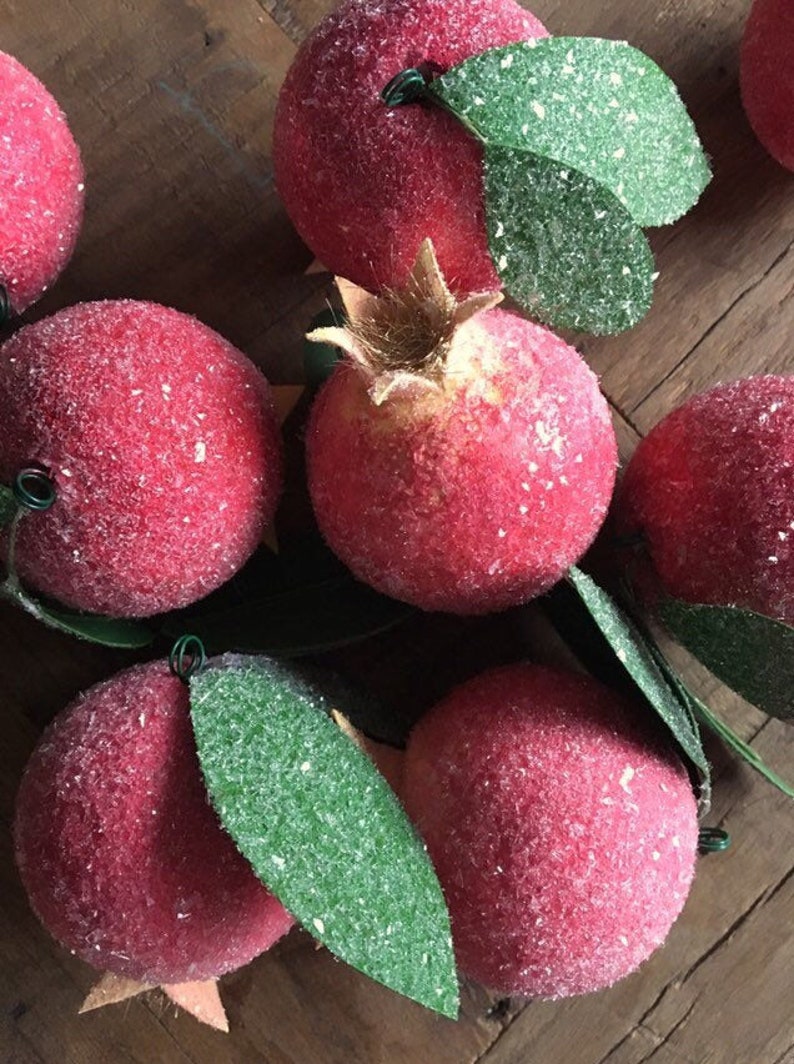 Vintage Look Spun Cotton Pomegranate Fruit Ornament - Etsy