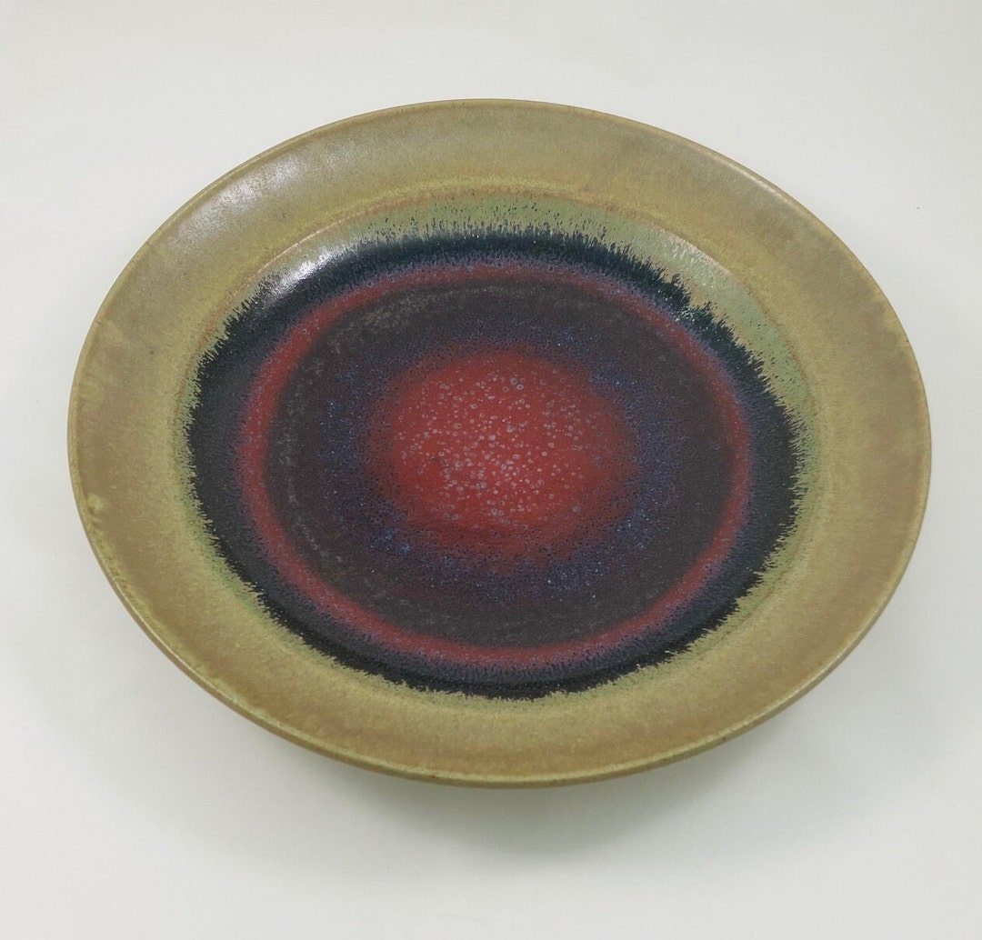 Ceramic Platter, Hand Thrown Plate, Red, Purple, Oatmeal, Abstract ...